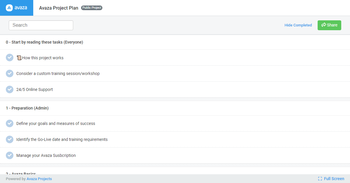Avaza Project Plan - Public Project