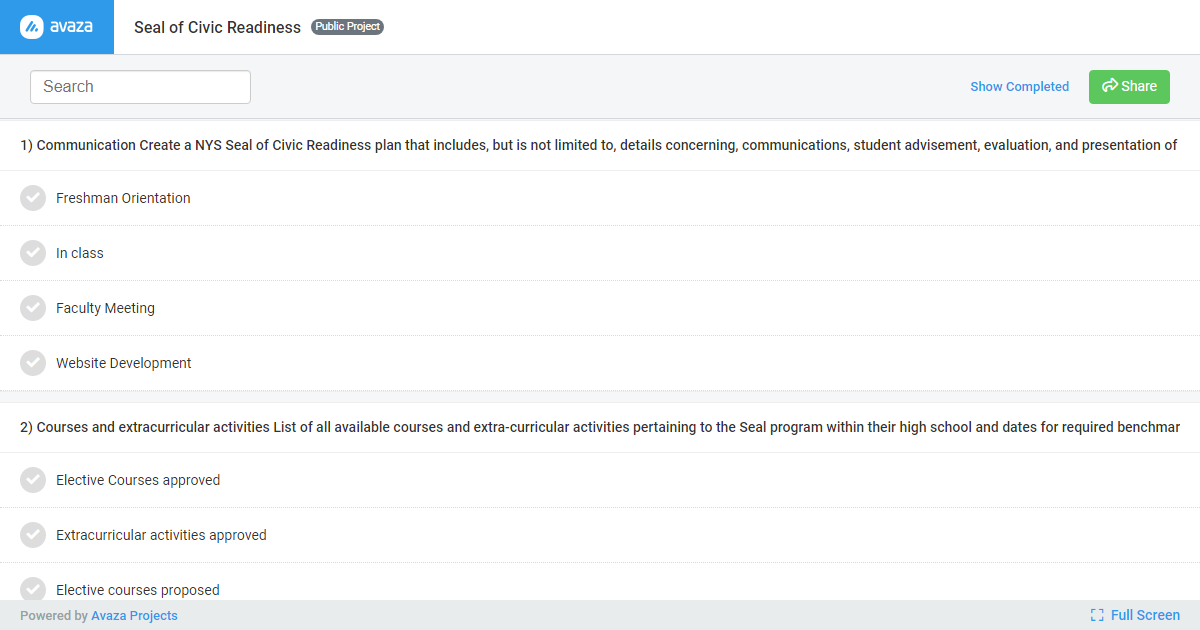 Seal of Civic Readiness - Public Project